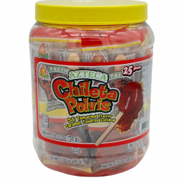 AZTECA CHILETA POLVIS JAR 25CT - MEXICAN CANDY & SNACKS - CATEGORIES